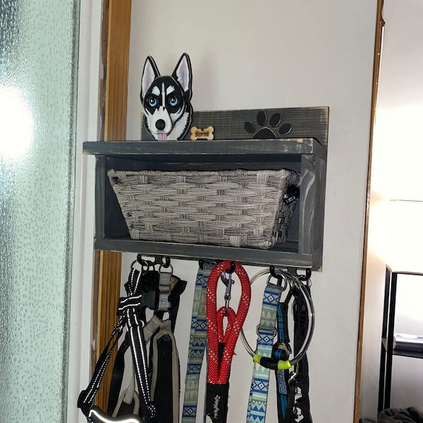 Custom Dog Leash Holder With Shelf and Baskets Dogs Leash Holder ...