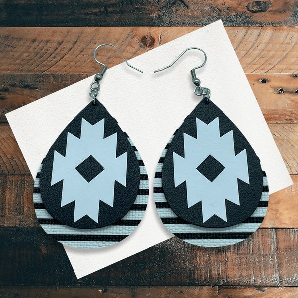 Southwestern Navajo Earrings SVG, Bohemian Desert Earrings SVG, Leather ...