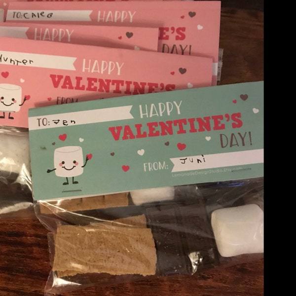 PRINTABLE Smores Valentines Day Kid Gifts for School Valentines ...