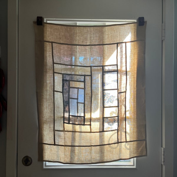 Modern Pojagi Curtain, Pojagi Panel, Pure Linen Curtain, Home Decor ...