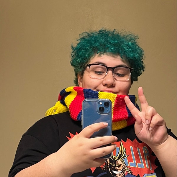 Deku All-might Style Scarf Acrylic Handmade Knit Mha Fans Version 1 - Etsy