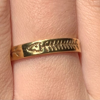 Gold Fish Ring, Embossed Ring, Fish Band, Gold Band, Stackable Band ...