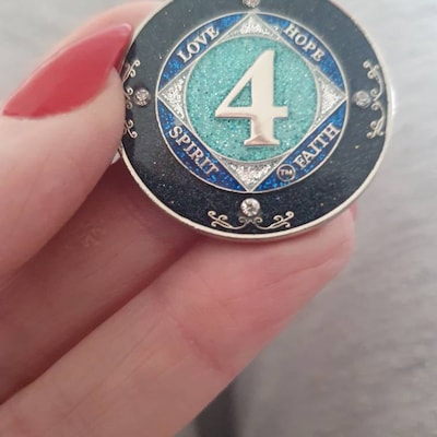 AA 6 Year Silver Color Plated Glitter Coin Blue Silver - Etsy