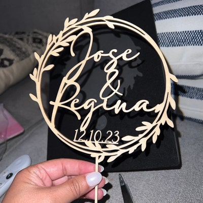 Silver Wedding Cake Topper Personalized Wreath Wedding Cake - Etsy