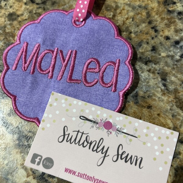 Embroidered Fabric Bag Tags, Personalized, Bookbag, Luggage - Etsy