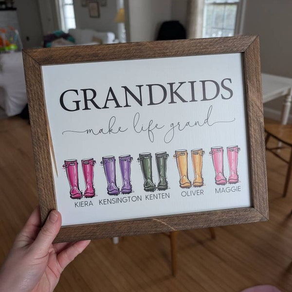 Grandkids Make Life Grand Wooden Sign, Custom Grandchildren Sign ...