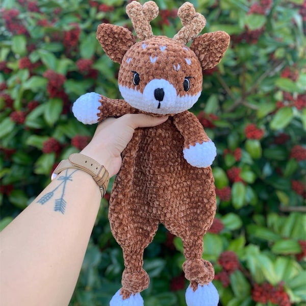 Crochet Deer Snuggler Pattern Deer Lovey Pattern Cute Animal Plushie ...