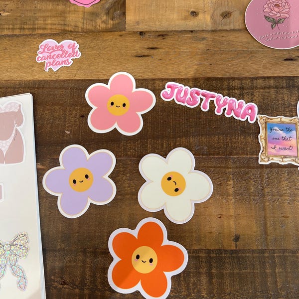 Smiley Face Flower Die Cut Sticker - Etsy