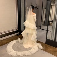 Chapel Cape / Ruffle Wedding Cape / Wedding Cape Veil / Tulle Cape ...