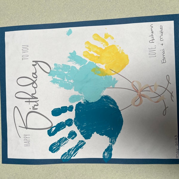 Happy Birthday Handprint Art, Custom Birthday Gift, Handprint Keepsake ...