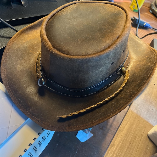 LEATHER Cowboy Hat【oztrala】australian Outback Aussie Western Men Women ...