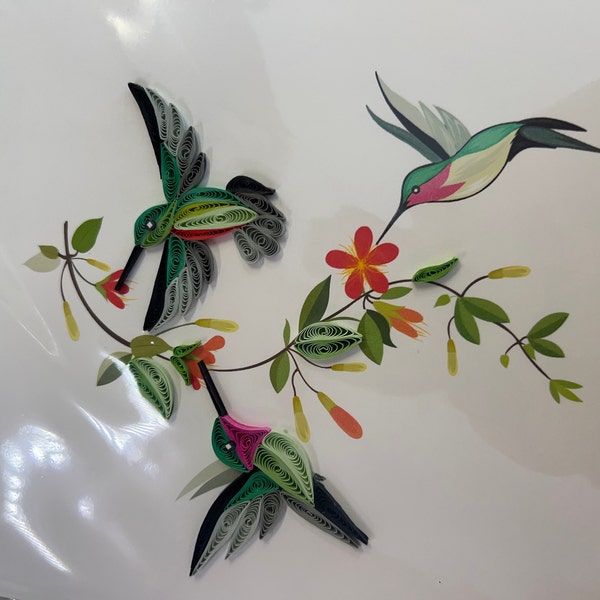 Hummingbird Trio Quilling Greeting Card, Handmade Greeting Card ...