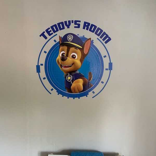 Paw Patrol Wall Sticker - Chase Personalised Name Wall Decal - Etsy