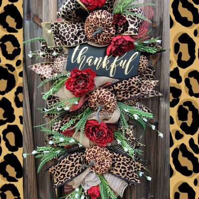 Large Fabric Pumpkin Leopard Print, Halloween Centerpiece, Safari Decor ...