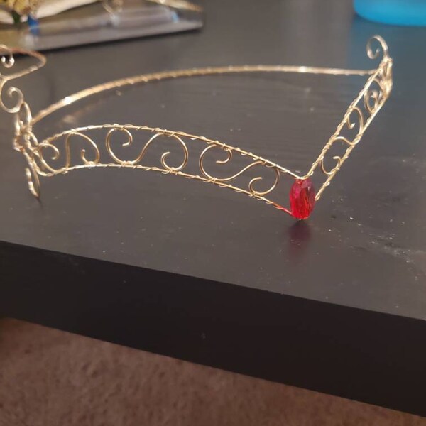 Red Crystal Forehead Tiara - Ruby Jewel Circlet - Elfin Crown - Fantasy ...