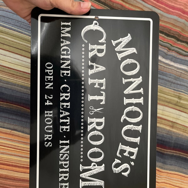 Personalized Craft Room Chalkboard Look Metal Room Sign - Welcome Sign ...