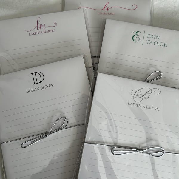 Personalized Monogram Notepad Stationery Desk Pad Elegant Custom ...