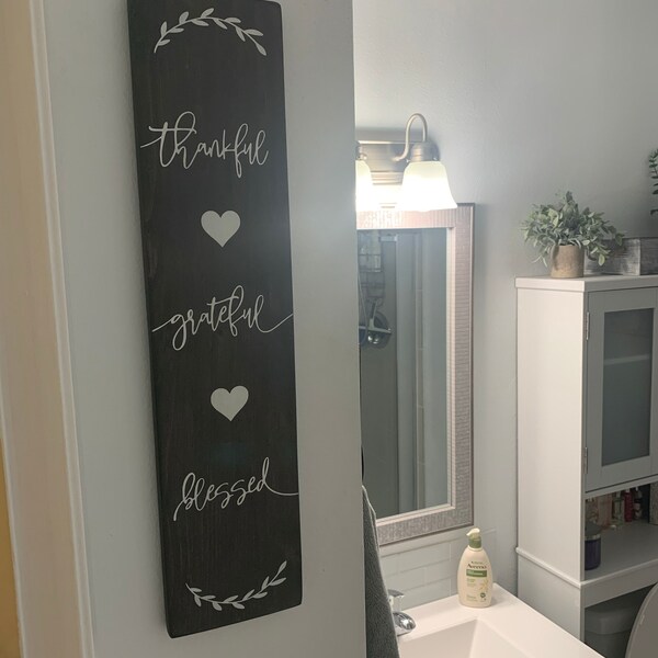 Farmhouse Thankful Grateful Blessed Sign - Choose Your Size & Color ...