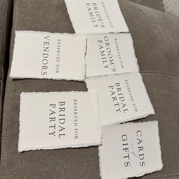 Deckled Edge Reserved Seating Tag With Ribbon | Customizable - Etsy