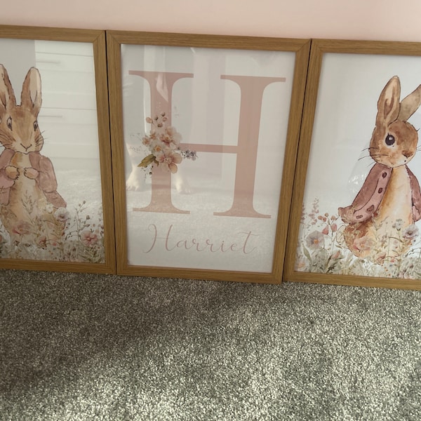 Peter Rabbit Prints,girl Nursery Prints,nursery Wall Decor,pink,floral ...