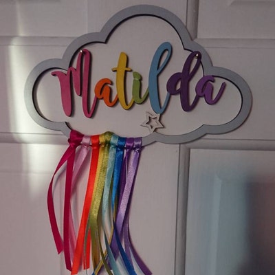 Personalised Rainbow Name Cloud door Sign Bedroom Nursery Sign - Etsy