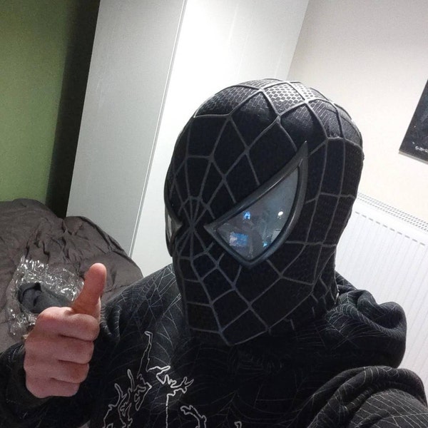Black Spiderman Mask,tobey Maguire Spiderman Mask With Faceshell Lenses ...