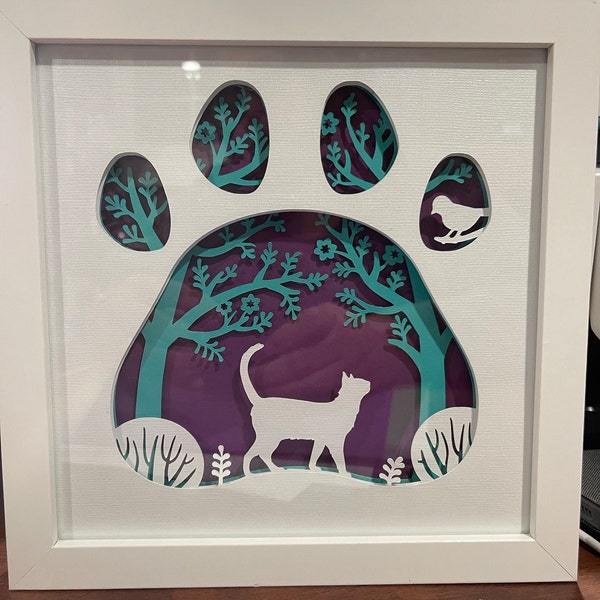 Cat Paw Shadow Box SVG, 3d Papercut SVG, Layered Paper Art Template ...