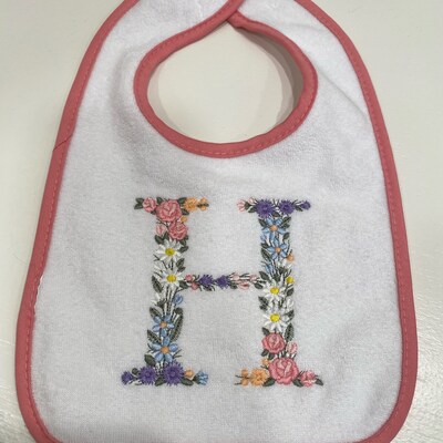 Machine Embroidery LETTER H Uppercase 9,6cm / 3.80 Tall Dainty Floral ...