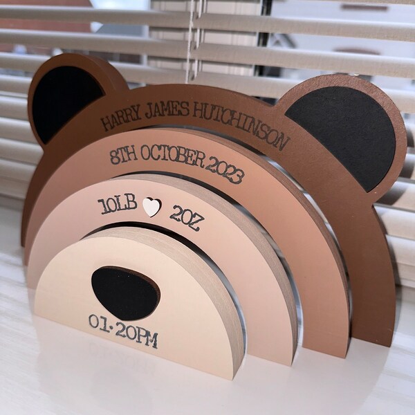 Personalised Wooden Stacking Bear - Baby Gift - New Baby - Keepsake ...