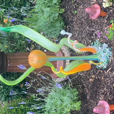 Hand Blown Glass Garden Leaf Art Handmade Teal Glass Leaf. - Etsy