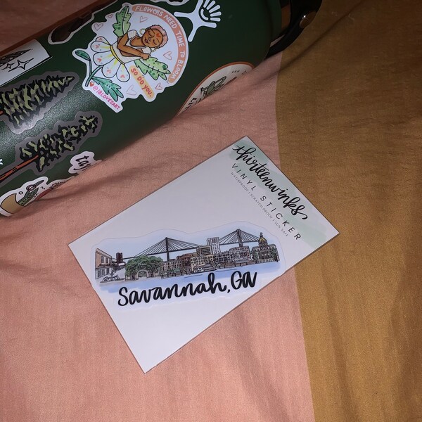 Savannah Georgia Skyline Sticker - Etsy