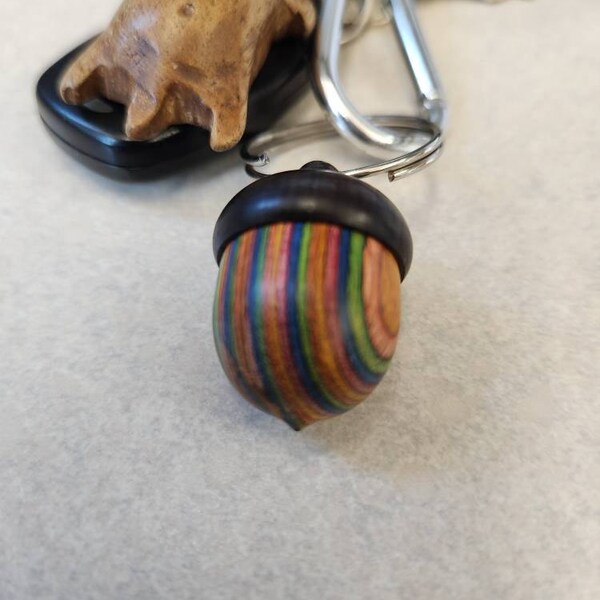 6 Iridescent Multi Colored Rainbow Handcrafted Acorns Cap Crackled ...