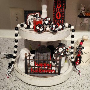 Halloween Pink Rhinestones BOO Ghost Glitter Wood Blocks Set of 3 Tier ...