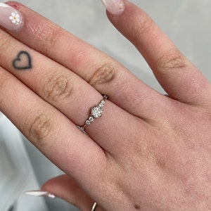 14k Solid Yellow Gold Simple Diamond Promise Ring for Her | Etsy