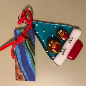 Christmas Tree Decoration Made in Fused Glass With 2 Robins - Etsy