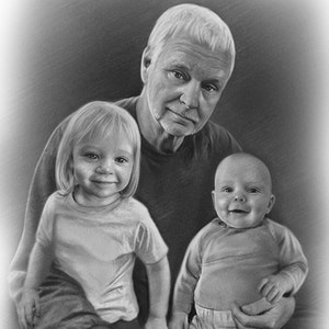 Add Deceased Family, Hand Drawn Charcoal Portrait, for Loved Ones ...