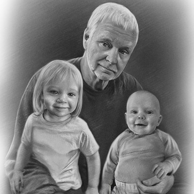 Add Deceased Family, Hand Drawn Charcoal Portrait, for Loved Ones ...