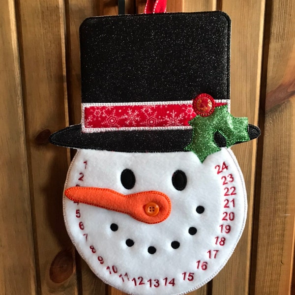 SNOWMAN COUNTDOWN Machine Embroidery in Hoop Design 5x7 6x10 7x12 8x12 ...