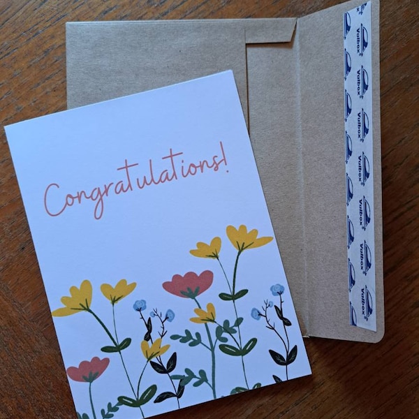 Congratulations Card, Congratulations Cards Pack, Floral Congrats Card ...