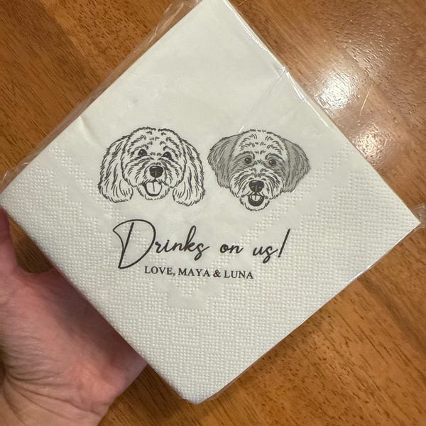 Custom Pet Cocktail Napkins, Custom Pet Portrait Wedding Napkins, Dog ...