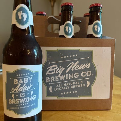 Baby Announcement Beer Label With Optional Carrier A Baby is Brewing ...