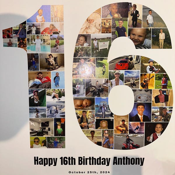 16th Birthday Photo Collage, 16th Birthday Gift, Birthday Number 16 ...