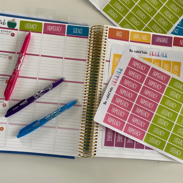 Teacher Planner Stickers - Daily Sections Headers - Custom Colors ...