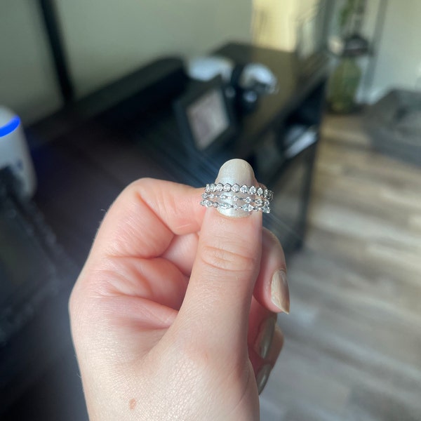 Diamond Stacking Ring Set by Caitlyn Minimalist Set of 3 Dainty ...