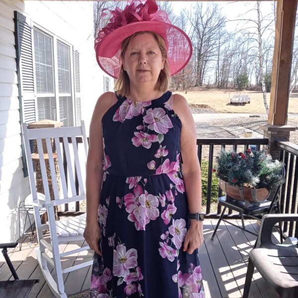 M935 (Ivory Coral / pink Hut) Kentucky Derby Hut, Hochzeitshut ...