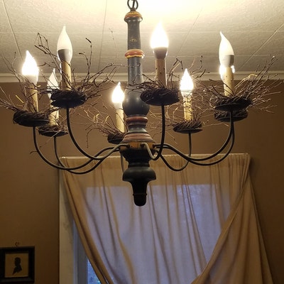 8 Birch 3 CANDLE RING WREATHS for Primitive Country Chandelier - Etsy