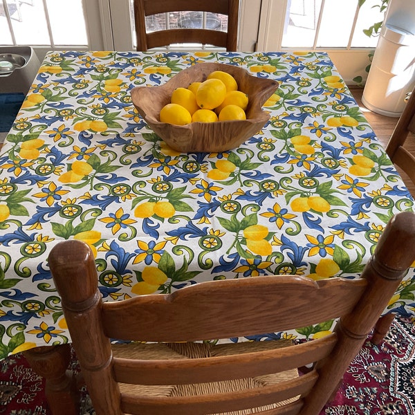 Lemon Round Tablecloth Made in Italy - Etsy