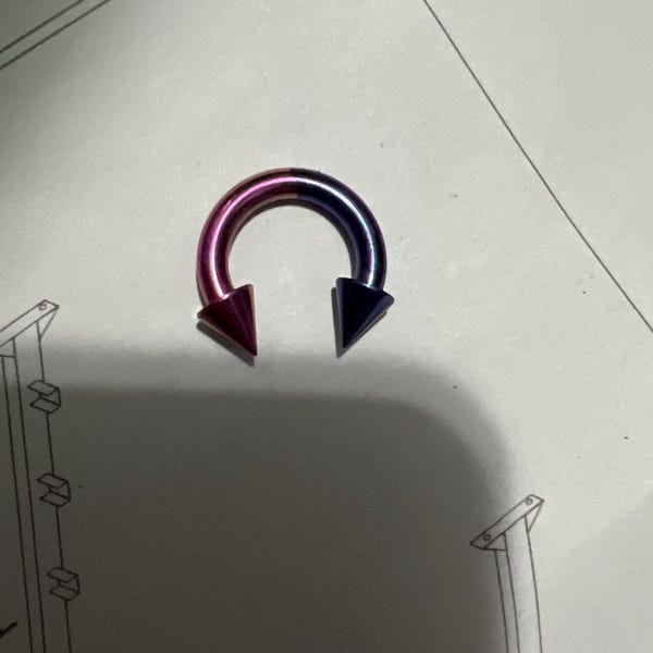 Half DARK PURPLE / SILVER (4G, 5G, 6G, 7G, 8G, 10G, or 12G) Anodized ...