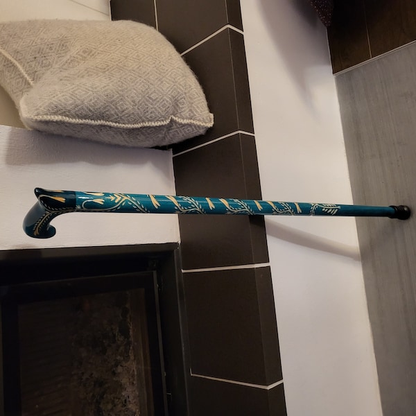 Walking Cane for Woman Violet Pastel. Wood Walking Stick Hand Carve ...
