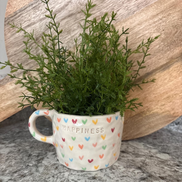 Happiness Colorful Handmade Ceramic Bowl, Whimsical Pottery Handbuild ...